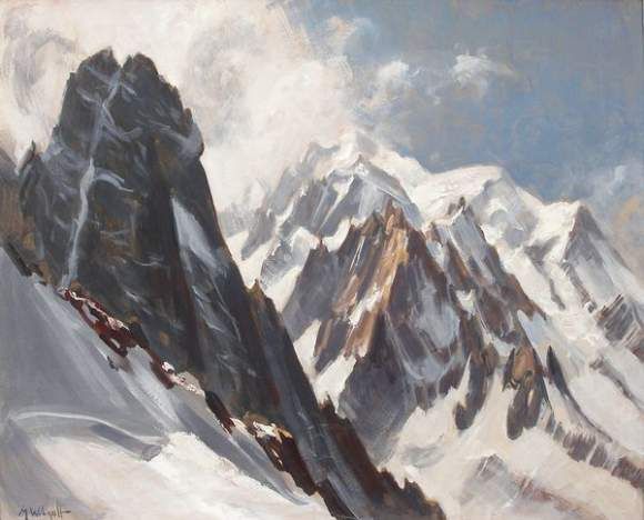 De l'aiguille des Grands Montets, le Dru et la chaine du Mont-Blanc by Marcel Wibault artist ...