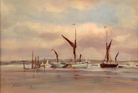 Barges in an Estuary by Andrew King artist(GB ,1956 - ) at Keys Fine ...