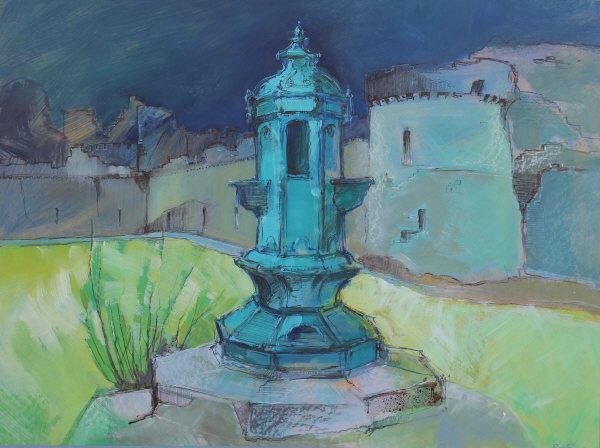 Continental town with central fountain by Peter Simpson artist at Moore ...